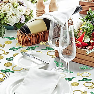 300 Pieces Cactus Gold Bachelorette Party Table Confetti, Glitter Cactus Diamond Ring Confetti,boho Table Scatter Confetti, Catus Bridal Shower Bachelorette Party Decorations Glitter Paper Confetti