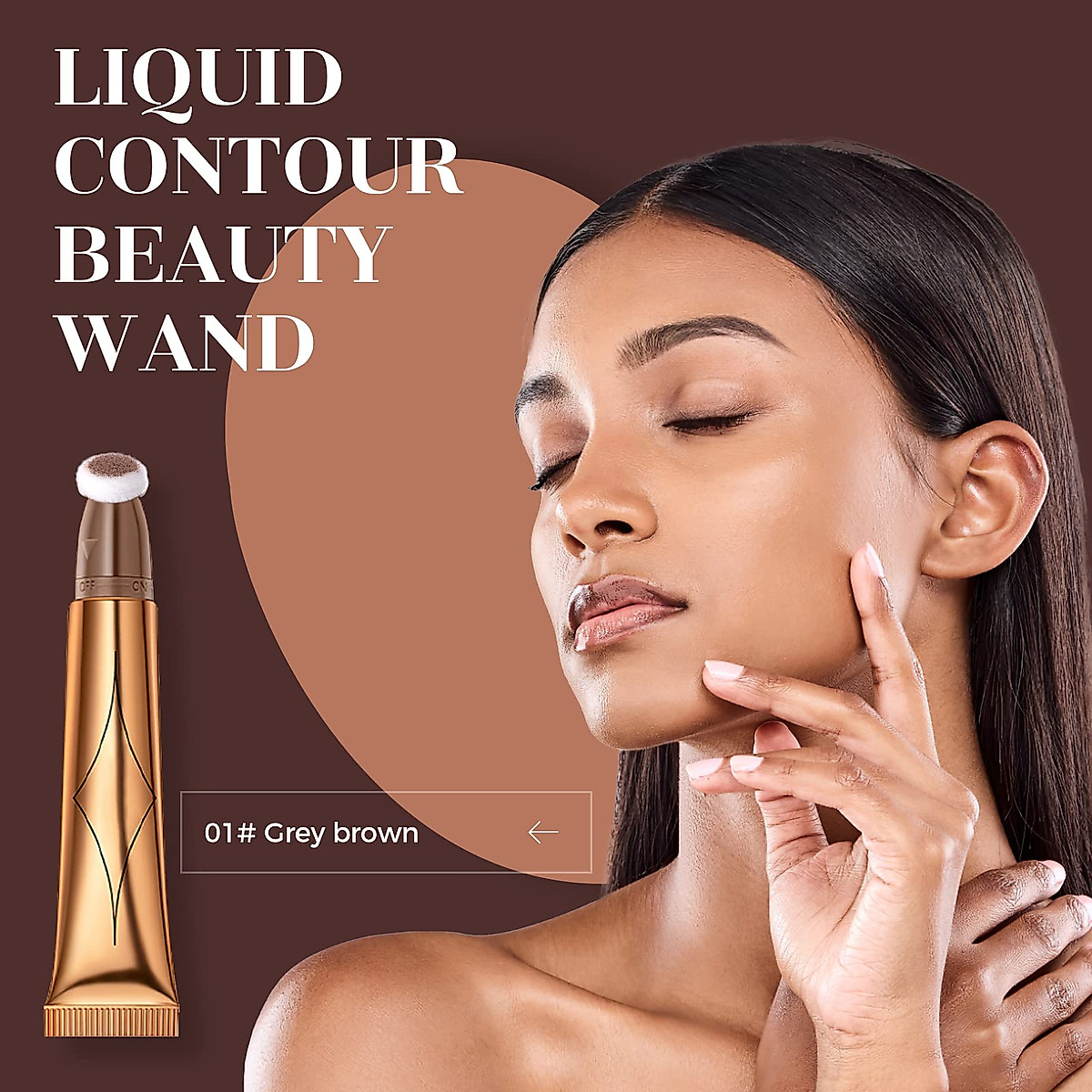 Reddhoon Contour Beauty Wand, Liquid Face Contouring & Highlighter & Blusher Stick with Cushion Applicator, Smooth Natural Matte Finish, Lightweight Blendable Super Silky Cream (3Pcs (01#Contour+02#Blush+04#Highlighter))