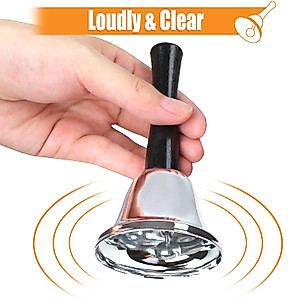 2 Pack Hand Bell, Silver Steel Bell, Ringing Bell with Handle, Dinner Bells for Inside Classroom Bell, for Food Line, Alarm, Jingles, Ringing (Silver)