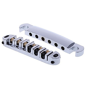 Roller Saddle Tune-o-matic Bridge Tailpiece with Studs Set Fit for ABR-1 Bridge Style Gibson Les Paul LP Electric Guitar Replacement, Chrome