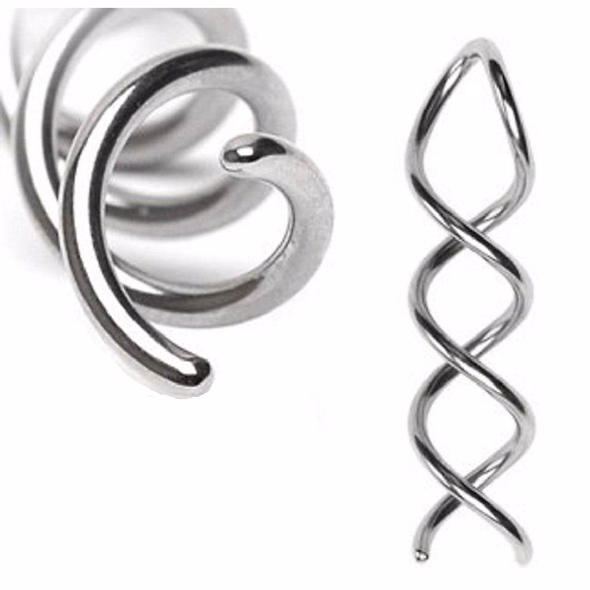 Body Accentz Earrings Rings 316L Surgical Steel Swirl Twist Tapers - Sold as a Pair
