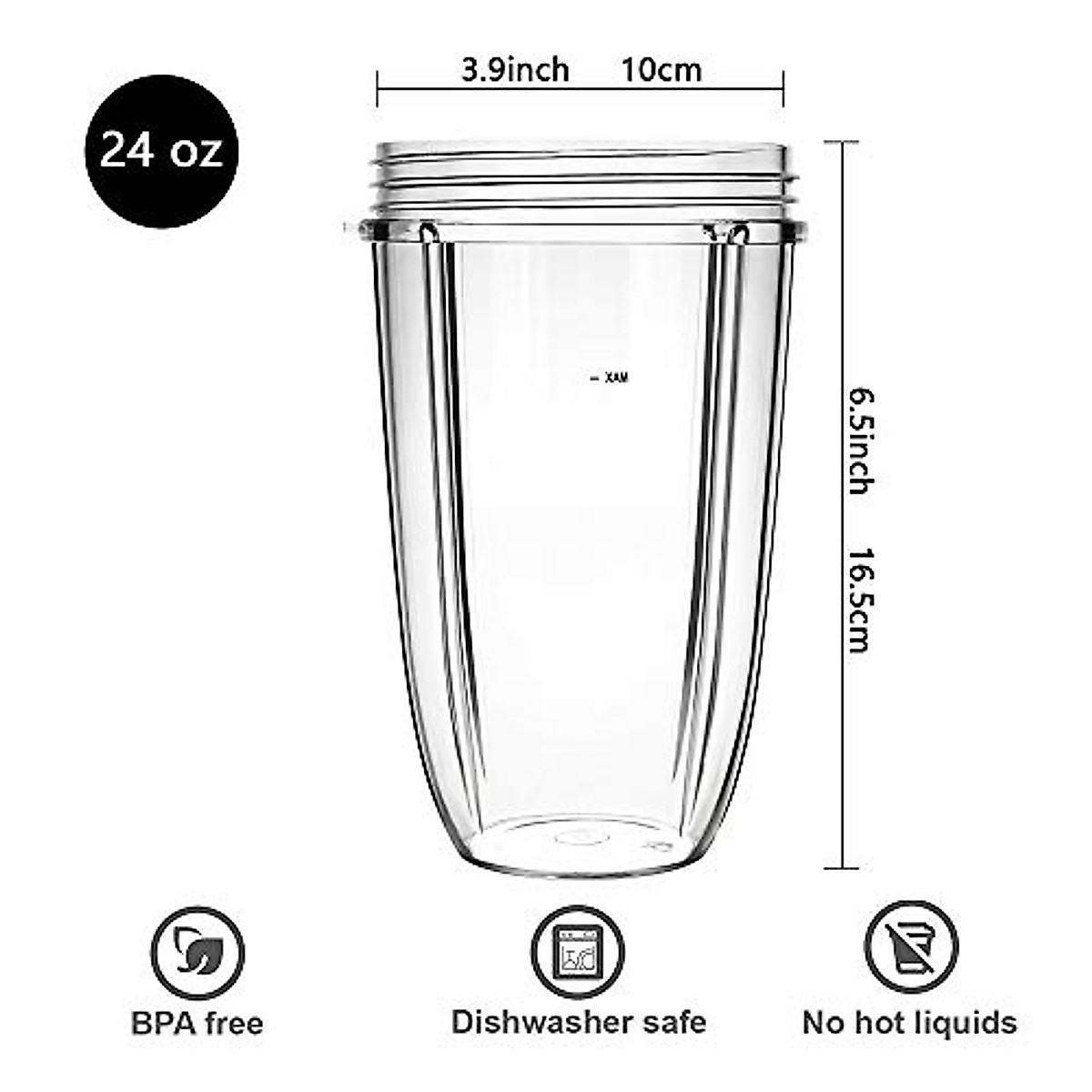 Blender Replacement Parts for Nutribullet Blender, 24OZ Cup with Replacement Extractor Blade Compatible with Nutribullet 600W 900W Blenders