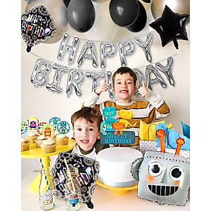 31 PCS Robot Birthday Party Supplies Robot Birthday Balloons Robot Birthday Banner Favors Cake Cupcake Decoration