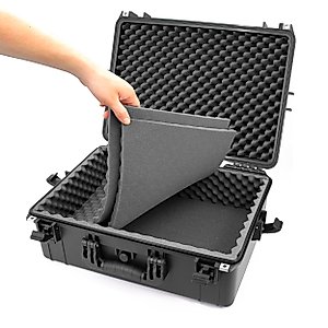 CASEMATIX Waterproof Mixer Carry Case Compatible with Yamaha MG12XU 12 Channel Mixing Console and More - Hard Shell Sound Board Case with Foam Fits Mixers up to 17" x 12.1" x 5" and Cables, Case Only