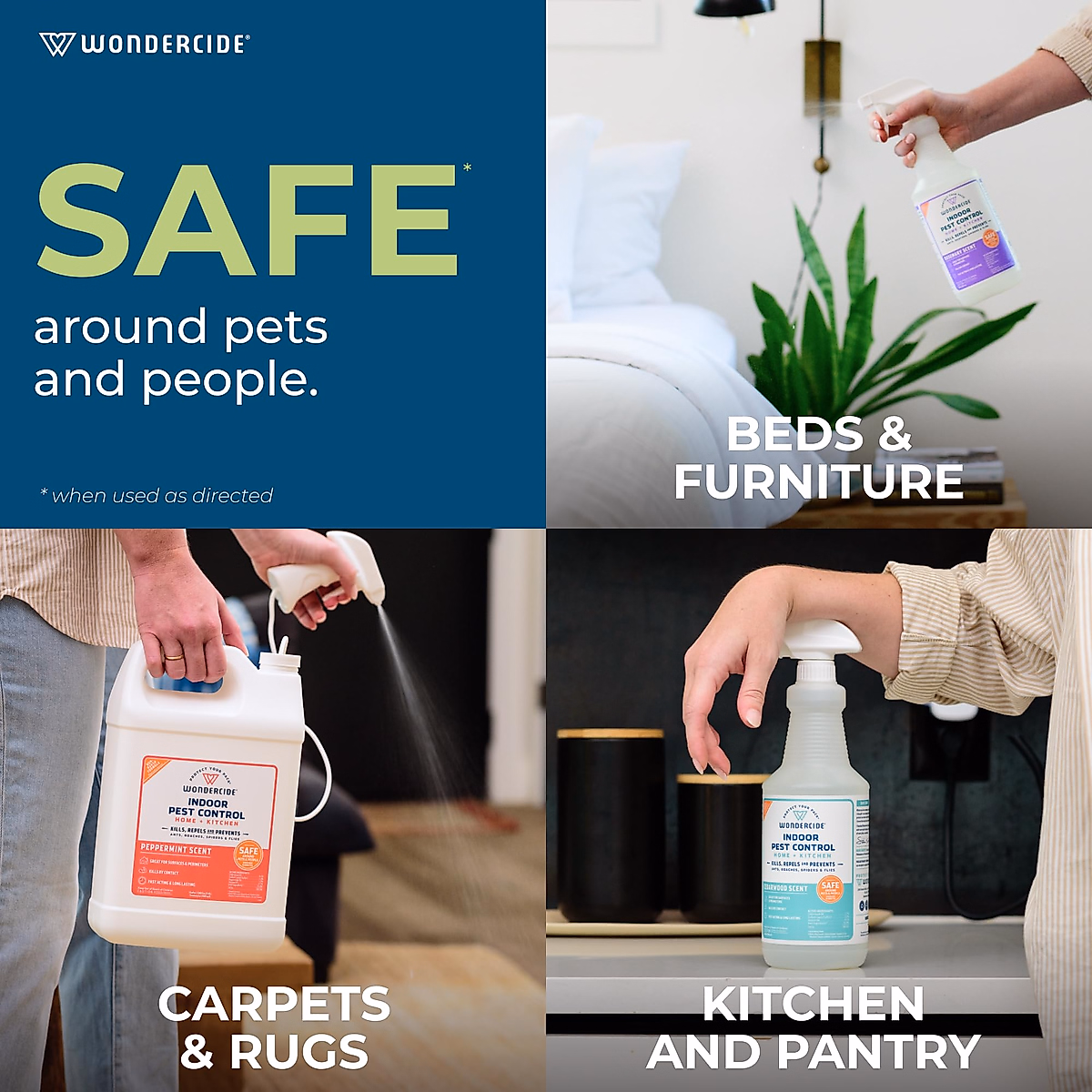 Wondercide - Indoor Pest Control Spray for Home and Kitchen - Ant, Roach, Spider, Fly, Flea, Bug Killer and Insect Repellent - with Natural Essential Oils - Pet and Family Safe— Peppermint 32 oz