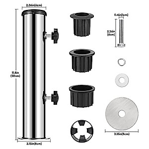 Universal Granite Umbrella Stand Tube Outdoor, Stone Umbrella Stainless Steel Tube Base for Outside, Heavy Duty Marble Flag Pole Stake Holder, Table Umbrella Tube Bracket,DIY Metal Tube Umbrella Mount