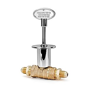 Stanbroil 1/2-Inch Straight Quarter-Turn Shut-Off Valve Kit for NG LP Gas Fire Pits with Polished Chrome Flange, 3-inch Key and 3/8 Male Flare x 1/2 NPT Fittings x 2