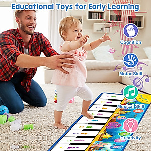 Foayex Valentines Day Gifts for Toddlers Boys & Girls Toys,Foldable Musical Toys, Learning Floor Mat with 8 Instrument Sounds-Touch Play for Early Education, Birthday Gifts for Baby Boys Girls