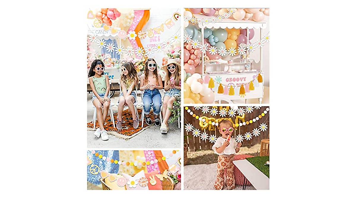 Groovy Hippie Party Decorations: 5 Daisy Boho Tassel Garlands