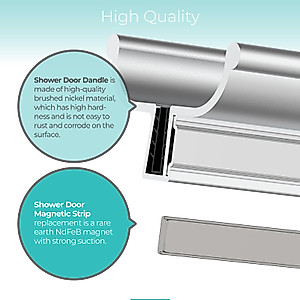3-3/4" Bright Chrome Frameless Shower Door Handle with Metal Strike and 3" Magnet,Shower Door Magnetic Latch Kit Fits Glass Door Thickness 1/8", 5/32", 3/16" and 1/4",Shower Door Replacement Parts