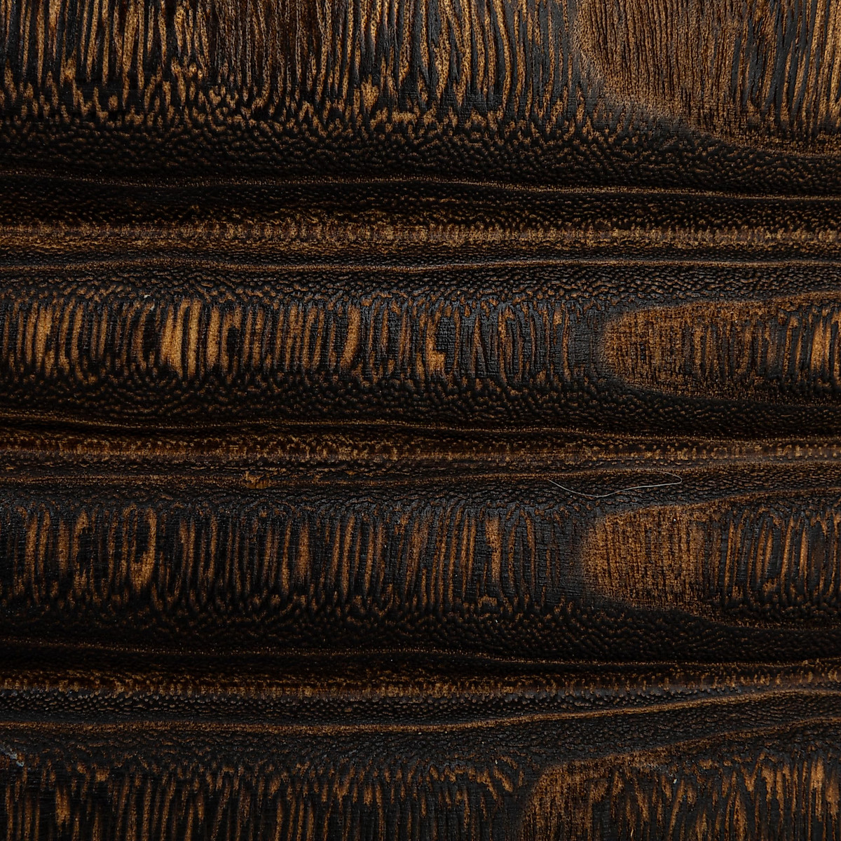 Creative Co-Op Round Paulownia Wood Carved Stool with Charred Finish, Natural