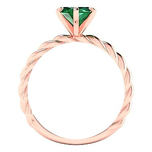 Clara Pucci 2ct Marquise Cut Solitaire Rope Twisted Knot Simulated Emerald Engagement Bridal Promise Anniversary Ring 18K Rose Gold 6.25