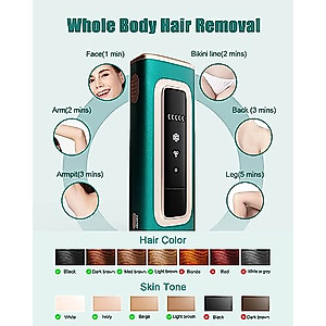 Laser Hair Removal with Cooling System, Permanent Hair Removal Device for Women and Men, Painless At-Home IPL Hair Removal for Facial Legs Arms Bikini Line Whole Body