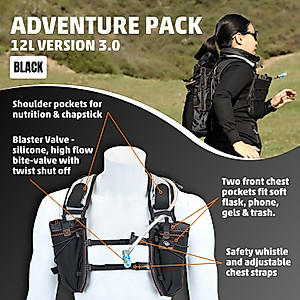 M Orange Mud Adventure Pack 12L, Black 3.0, with TPH