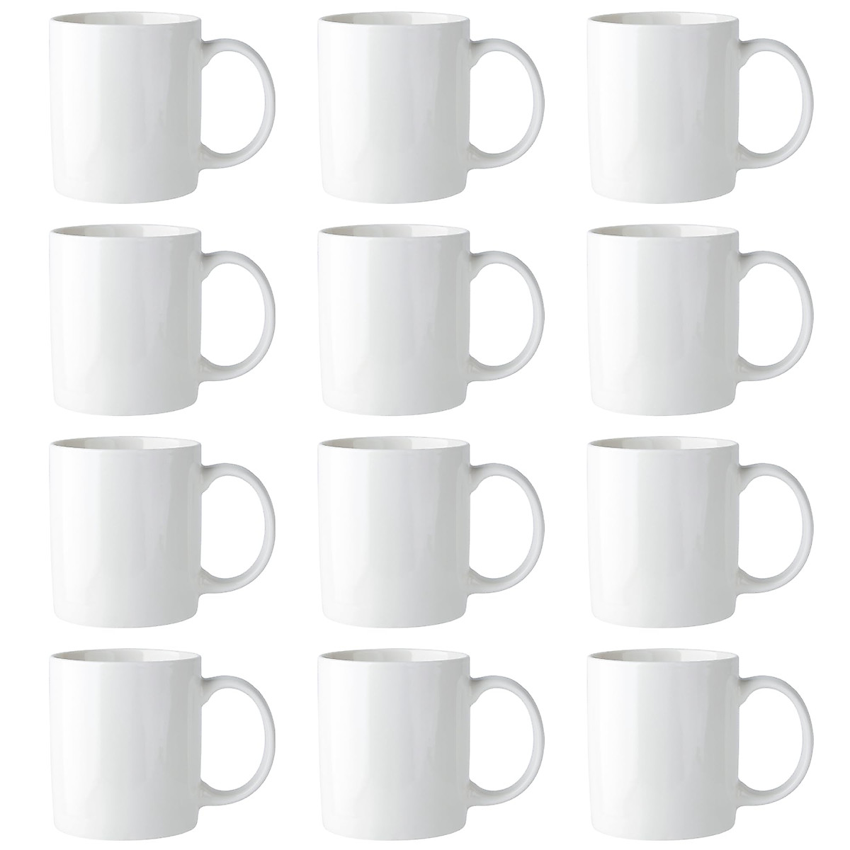 AmorArc 12oz Off White Coffee Mugs, Ceramic Coffee Mugs with Large Handle for Man, Woman, Light Weight Coffee Mugs Set for Latte/Cappuccino/Cocoa/Milk, Dishwasher & Microwave Safe, 12Pcs