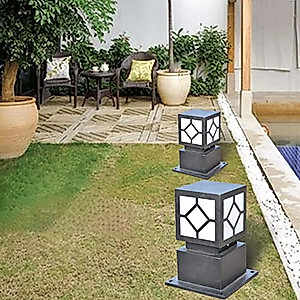 JSBDPHW Modern Simple E27 Pillar Lamp Iron Square Post Light Outdoor Waterproof Column Light Acrylic Lampshade Garden Garden Base Lamp Street Lamp Lawn Lamp
