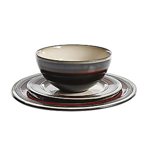 Gibson Elite Everston 12 Piece Dinnerware Set, Red
