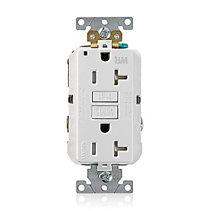 Leviton G5362-WTW SmartlockPro GFCI Duplex Receptacle, Extra Heavy-Duty Industrial Spec Grade, WR/TR, Power Indication, 20 A 125 V - White