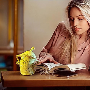 Canister with Attitude,Cute Cafe Sassy Canister,Airtight Ceramic Kitchen Storage Canisters for Food with Lids,Perfect for Coffee Tea Sugar Spices and More Food Jars (yellow)