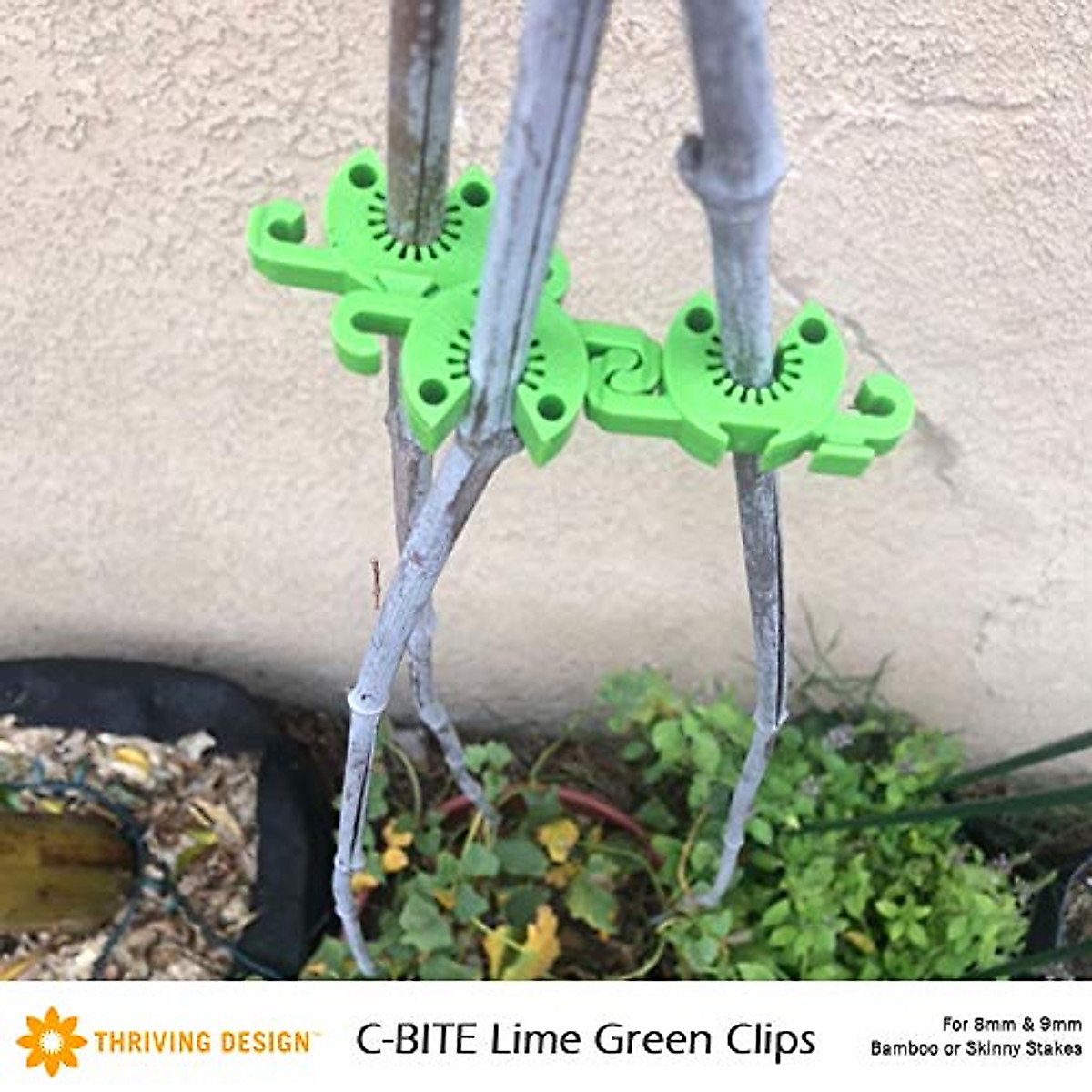 C-BITE Garden Clips Customizable, Reusable, and Strong Connections to Metal or Bamboo Stakes. Create Custom Support Solutions Clips Build Sturdy Tomato Cages, Climbing Vine Trellis (Lime)