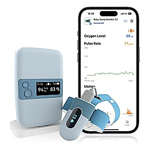 Babytone Baby Sleep Monitor with Base Station, Infant Breathing Monitor, Tracks Oxygen Level, Heart Rate and Movement, Smart Sock Foot Monitor with Free App Report, Fits Newborn 0 to 3 Years Old