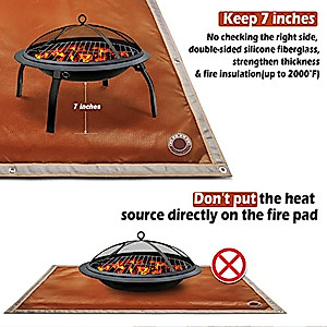 OutdoorMaster Fire Pit Mat Upgrade Insulation Cotton 5-Layer Design |36" x 45"| Grill Mat/Fireproof Mat/BBQ Pad/Ember Mat 2-in-1 Fireproof Fabric Protect Wood, Lawn Fireproof Pad for Outdoor-Brown,M