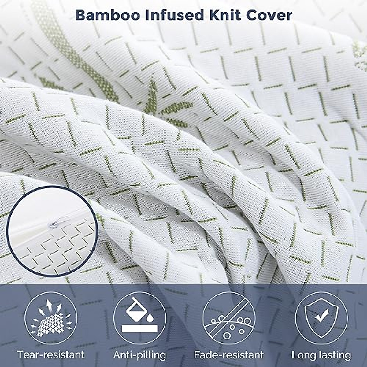 IULULU Queen Size Mattress, 8 Inch Queen Mattress in a Box, Gel Memory Foam Bamboo Cover Mattress Green Tea Cooling Medium Firm Bed Mattress for Pain Relief, CertiPUR-US Certified,White