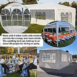 10' X 30'Outdoor Gazebo Canopy Tent,Party Wedding Tent Heavy Duty Gazebo Pavilion,Large BBQ Patio Tent Grill Commercial Camping Tent Shelter for Garden Backyard Lawns,with 5 Removable SideWalls,White