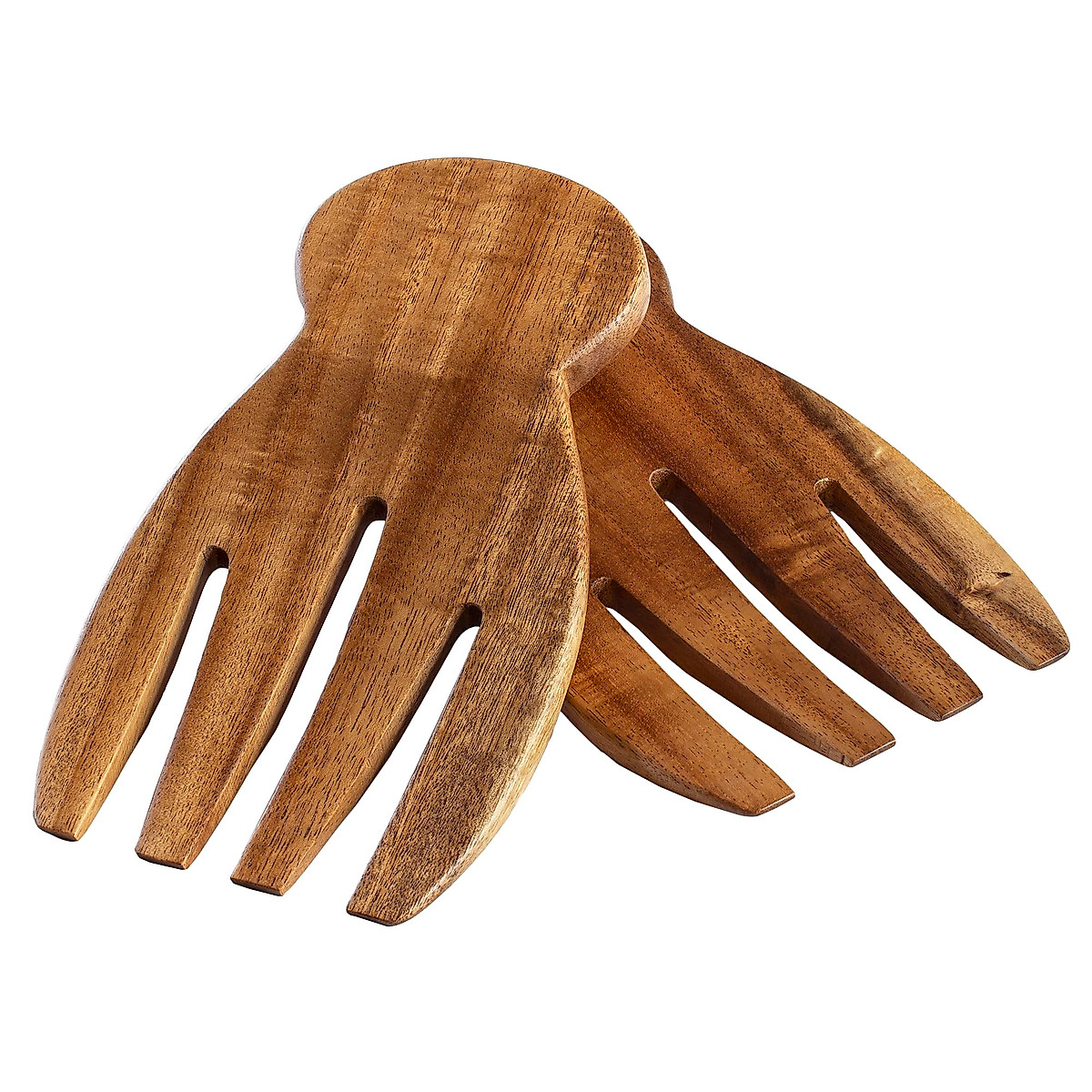 TB Home Acacia Wood Salad Hands, Set of 2 Wooden Salad Servers, Serving Set Great for Tossing and Serving Salad, Pasta and More