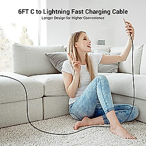 Elktry USB C to Lightning Cable MFi Certified, 3Pack 6FT Long iPhone 14 Charger Cord, Nylon Braided Fast Charging Cable, Compatible with iPhone 13/12 Pro Max/12/11 Pro/11/X/XS/XR/8 Plus/iPad - Black