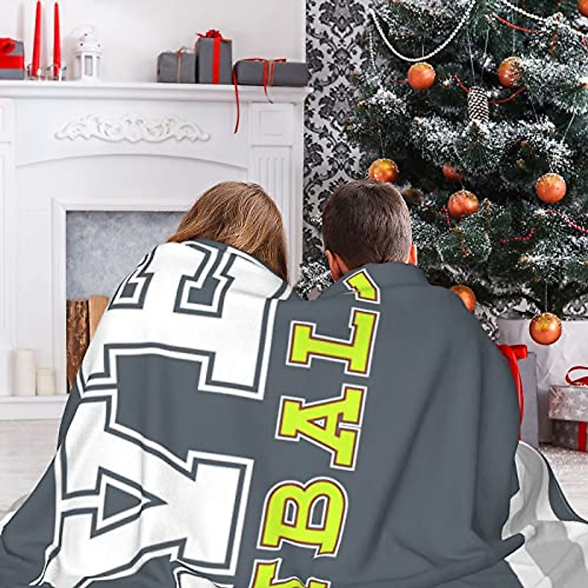 Flannel Softball Blanket for Bed Couch Sofa,I Love Softball on Grey Throw Blanket,Soft Cozy Plush Warm Fuzzy Sport Theme Softball Gift Decor Blanket for Adults Teens Kids 50"x40"