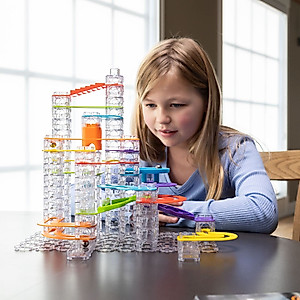 Fat Brain Toys Trestle Tracks Deluxe Marble Run Set, 124-Piece Modular Marble Track, Toys for Kids, Marble Set, Girl and Boy Toys, Fun Toys for Ages 8-13+