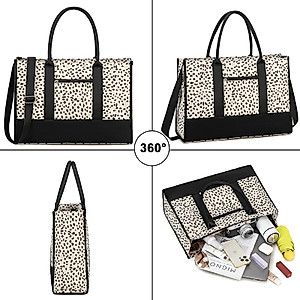 LOIDOU Laptop Tote Bag for Women 15.6 inch Canvsa Work Tote Bag Computer Bag Large Capacity Teacher Handbag Shoulder Bag