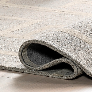 nuLOOM James Geometric 8x10 Wool Area Rug for Living Room Bedroom Dining Room Kitchen, Grey