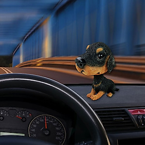 Bobbleheads for Car Dashboard, Cute Resin Bobble Head Dogs Car Dashboard Decorations, Dog Ornaments Puppy Shaking Head Toys Gifts for Car Vehicle Desk Tabletop Office Decor (Black and Tan Coonhound)