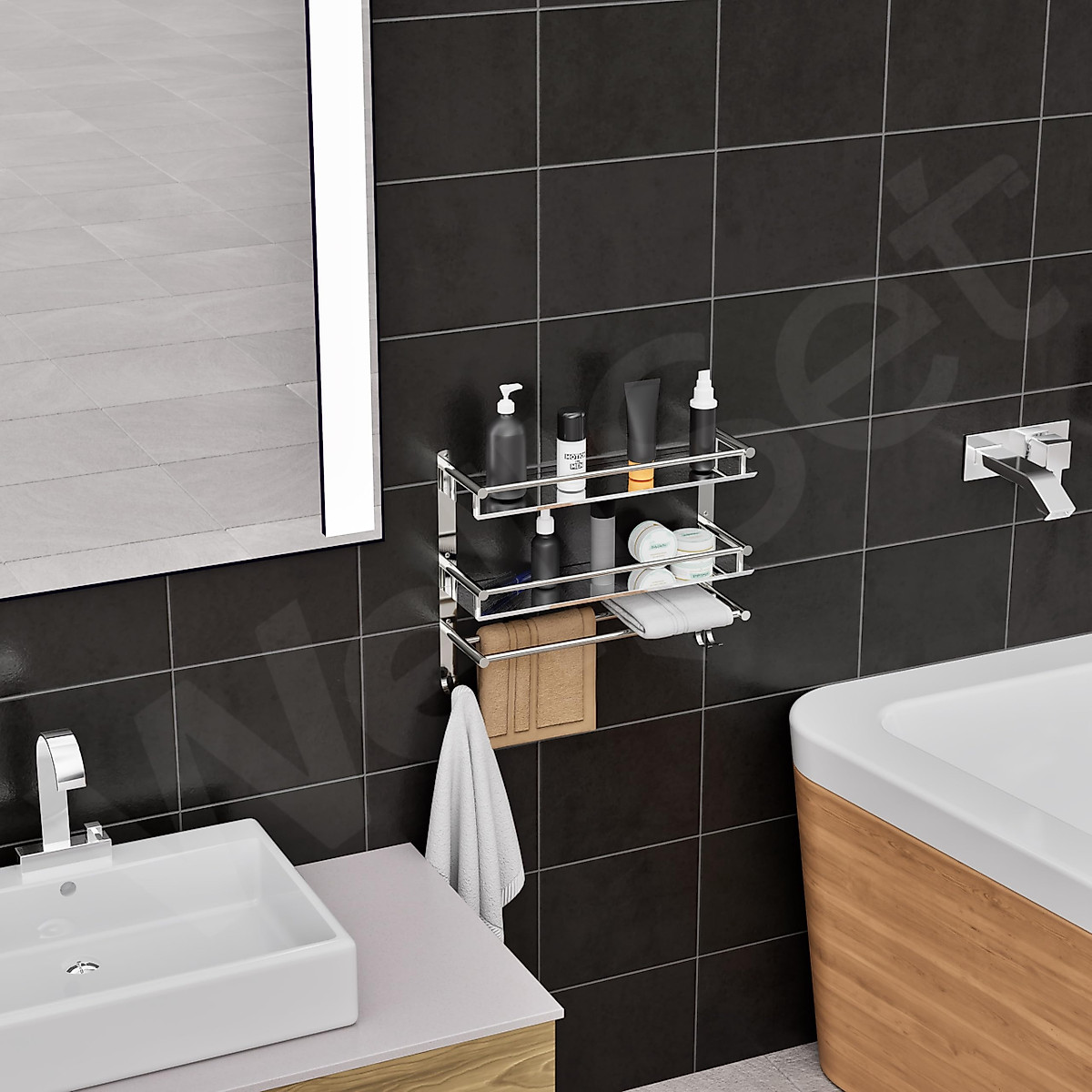 Well Set Stainless Steel Storage Shelves Household Toilets Vanity Tables Towel Holder Double Layer Wall Mount Racks For Bathroom