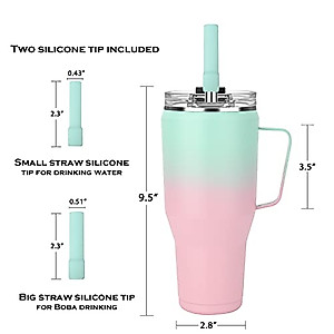 Zenbo 40 oz Mug Tumbler – Stainless Steel Vacuum Insulated Mug with Handle, Screw on Lid and Straw – Keeps Drinks Cold up to 34 Hours – Insulated Tumbler Sweat Proof, Leak Proof, Dishwasher Safe