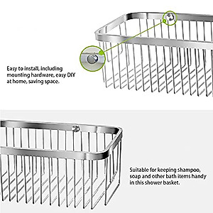 BKDFD Stainless Steel Shower Basket Wall Mounted Kichen Bathroom Shower Shelf Shampoo Holder Toiletries Organizer floating shelf