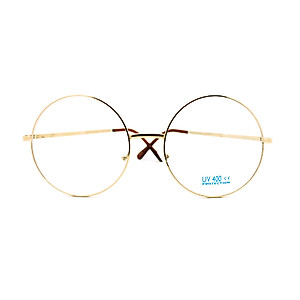 PASTL Super Oversized Round Circle Frame Clear Lens Glasses Gold
