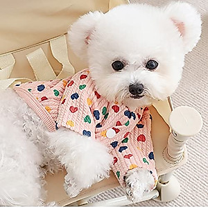 T'CHAQUE Pet Clothes Dog Hoodies with Heart Print, Basic Causal Puppy T-Shirts Cat Outfits Pullover for Daily and Party Wear, Cute Pet Apparel Clothing for Small and Medium Dogs, Pink M
