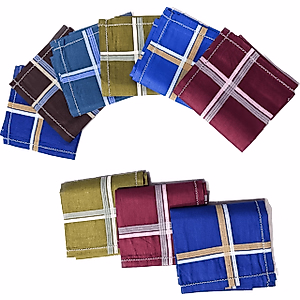 Royal Mart men's handkerchiefs, 100% cotton, hemstitched, 17x17 inches, multi-colored (Pack of 12)
