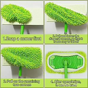 Generic Mop Refill Compatible with Sweeper Mop (2 Pack) - Microfiber Pet Heavy Duty Dust Collector Dry Cloth Refills - Reusable Mop Pad (Mop is Not Included), Green