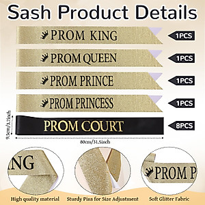 Saintrygo 16 Pcs Halloween Costume Prom King and Queen Crown Tiara Homecoming Prince Princess Prom Court Sash Favors Cosplay(Black,Exquisite Styles)