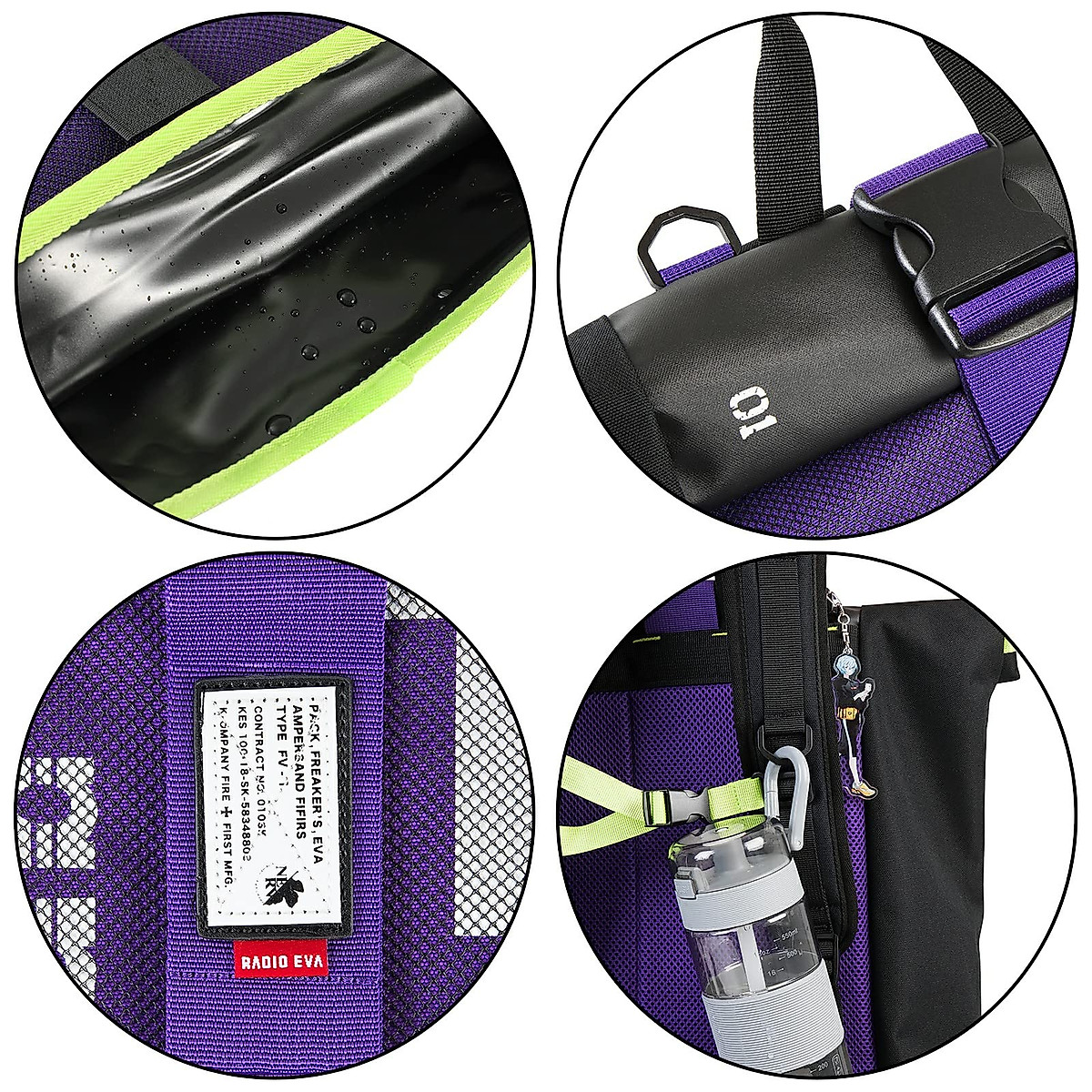 FIREFIRST Evangelion Backpack for Men & Women Water Resistant Roll Top College School Casual Daypack