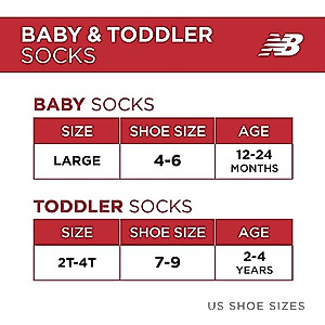 New Balance Baby Girls' Socks - 6 Pack Cushion Quarter Cut Socks Socks (Infant/Toddler), Size 12-24 Months, Pink/Blue/White