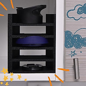 Tumbler Lid Storage Rack | Organize Cup Lids In Cabinets or Counters | 5 Lid Organizer | Made in USA (Black)