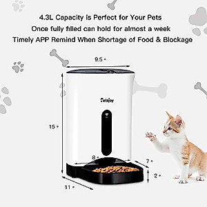 Giantex Automatic Pet Feeder Food Dispenser for Dogs, Cats, 4.3L Large Capacity, Wi-Fi Enabled App for iPhone and Android, Distribution Alarms, Portion Control, Timer Programmable, Up to 4 Meals A Day