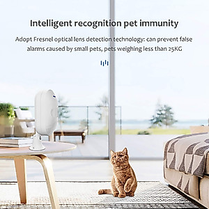 Wireless PIR Motion Sensor Alarm: WiFi Motion Detector Alarm with 100dB Siren, TUYA APP Control, Sound & Light Alarm, Infrared Alarm Detector with USB Charge, Compatible with Alexa