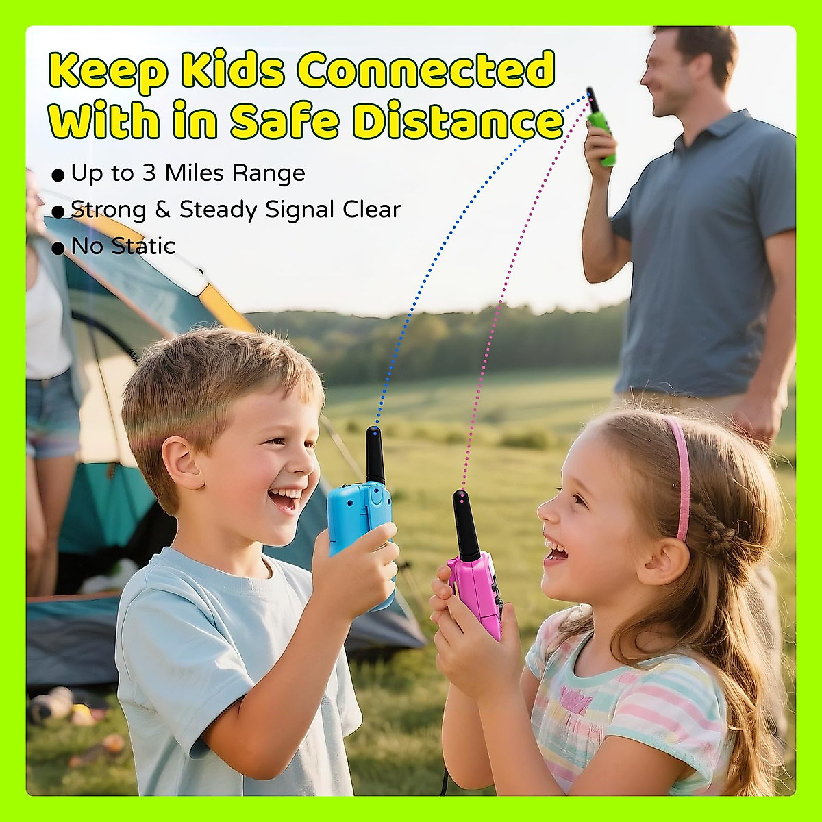 Walkie Talkies for Kids 3 Pack 3 Miles, 2 Way Radio Toys for Kids with Backlit LCD Flashlight, Christmas or Birthday Gifts for Girls and Boys Age 3-12 (Blue Pink Green)
