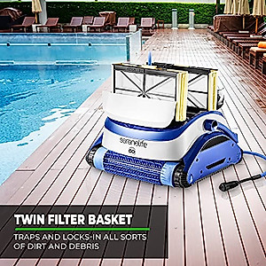 SereneLife Automatic Pool Vacuum for Inground Pools – Robotic Pool Cleaner with 4500 GPH Suction from Twin Motors and Brushes, 2 Filters and Tangle-Free Cable Cleans 50 Ft Pools with 3 Timed Cycles